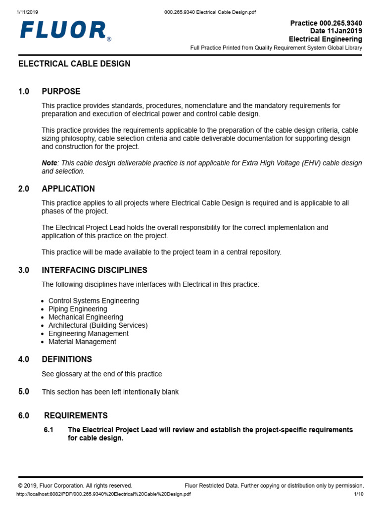 Electrical Cable Design Standards Guide | PDF | Electrical Engineering ...
