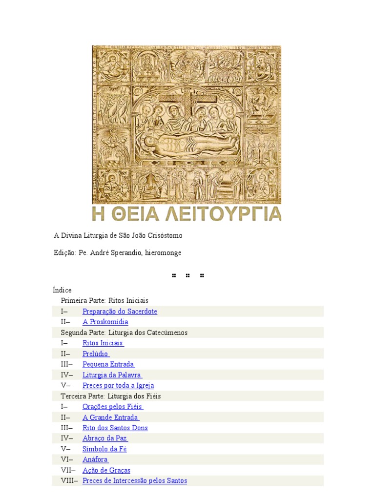 A Divina Liturgia de São João Crisóstomo | PDF | Padre | Santo