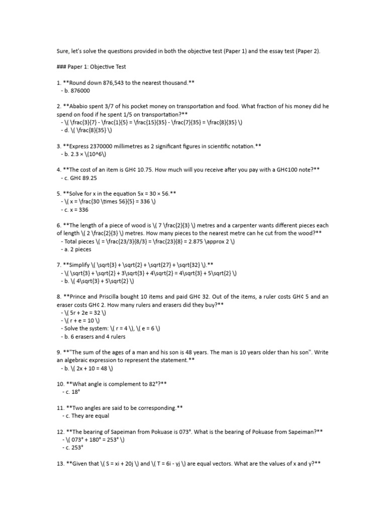 Maths Obj 2 | PDF | Length | Mathematics