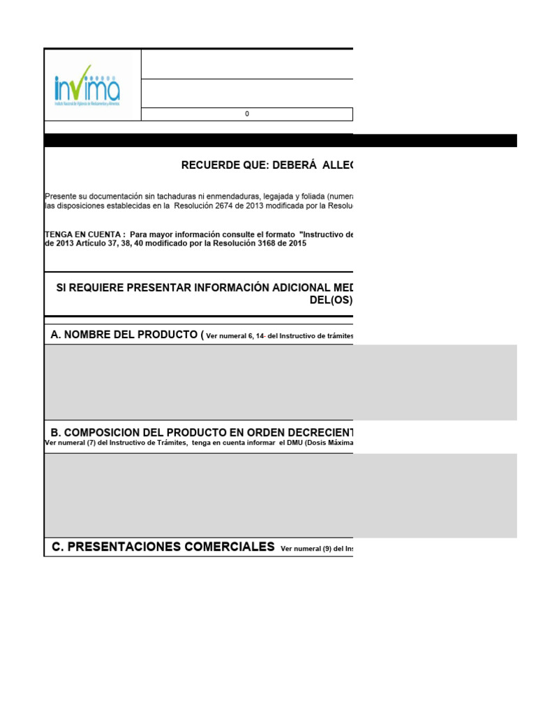 Ficha Tecnica Invima | PDF