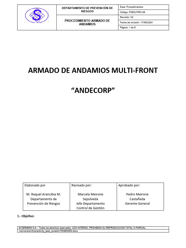Procedimiento de Armado de Andamios MULTI-FRONT | PDF