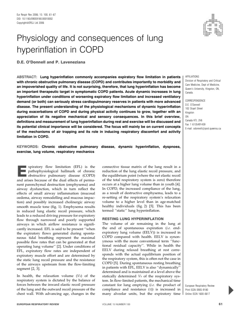 O Donnell D. Et Al. Fisología y Consecuencias de La Hiperinsuflación COPD. | PDF | Chronic ...