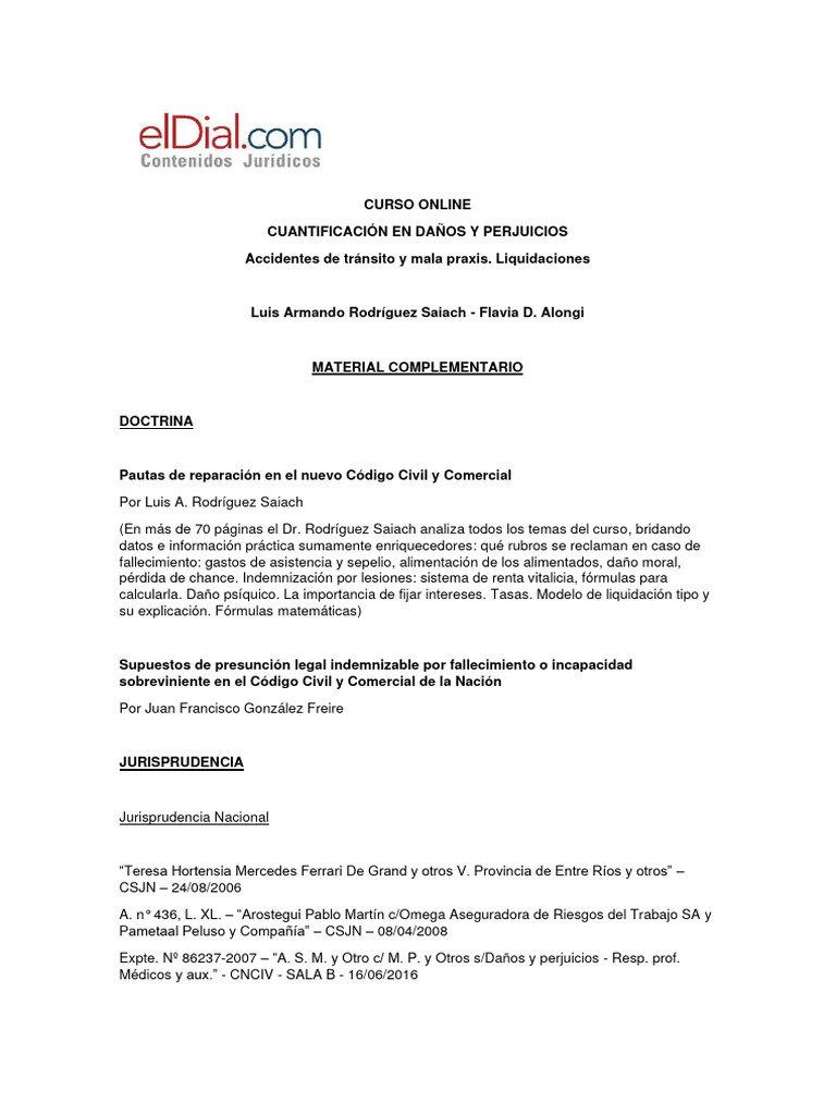 Guía de Material Complementario-curso de cuantificacion de daños | PDF