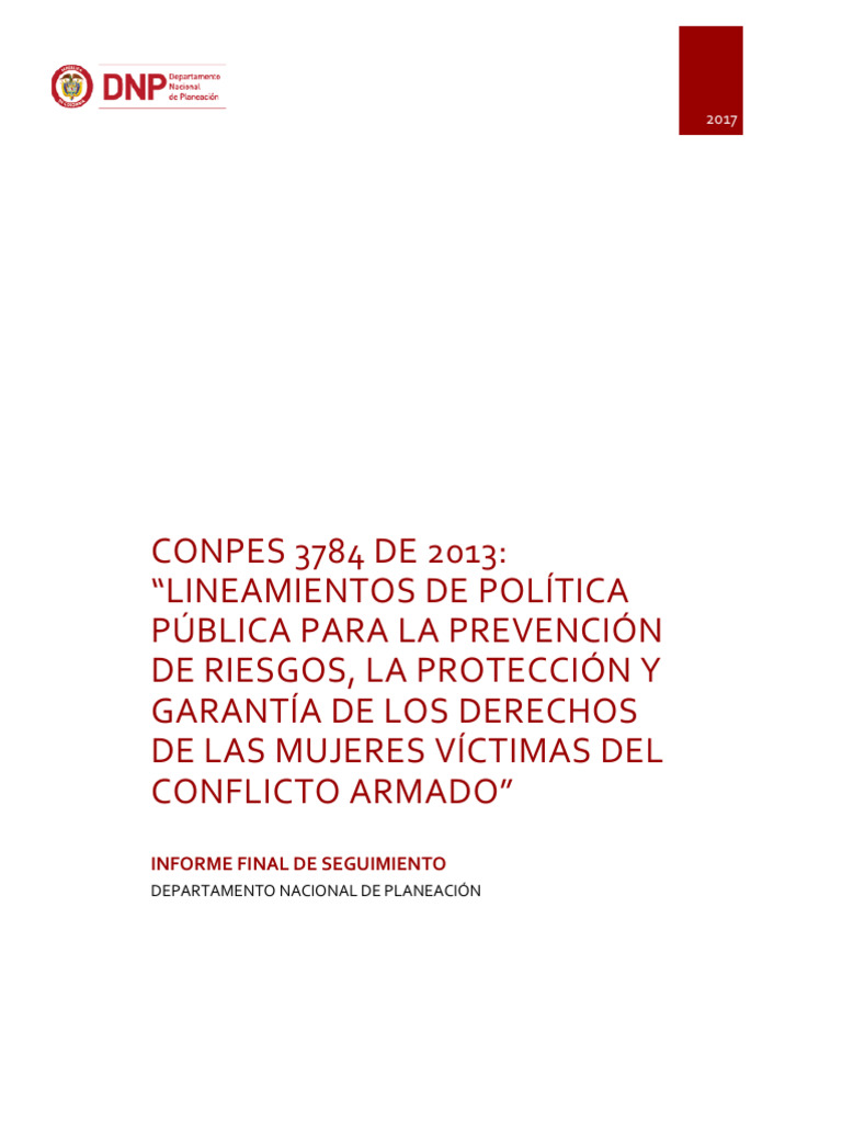 Cuarto Informe Conpes 3784 - F | PDF | Ministerio (Departamento de Gobierno) | Violencia
