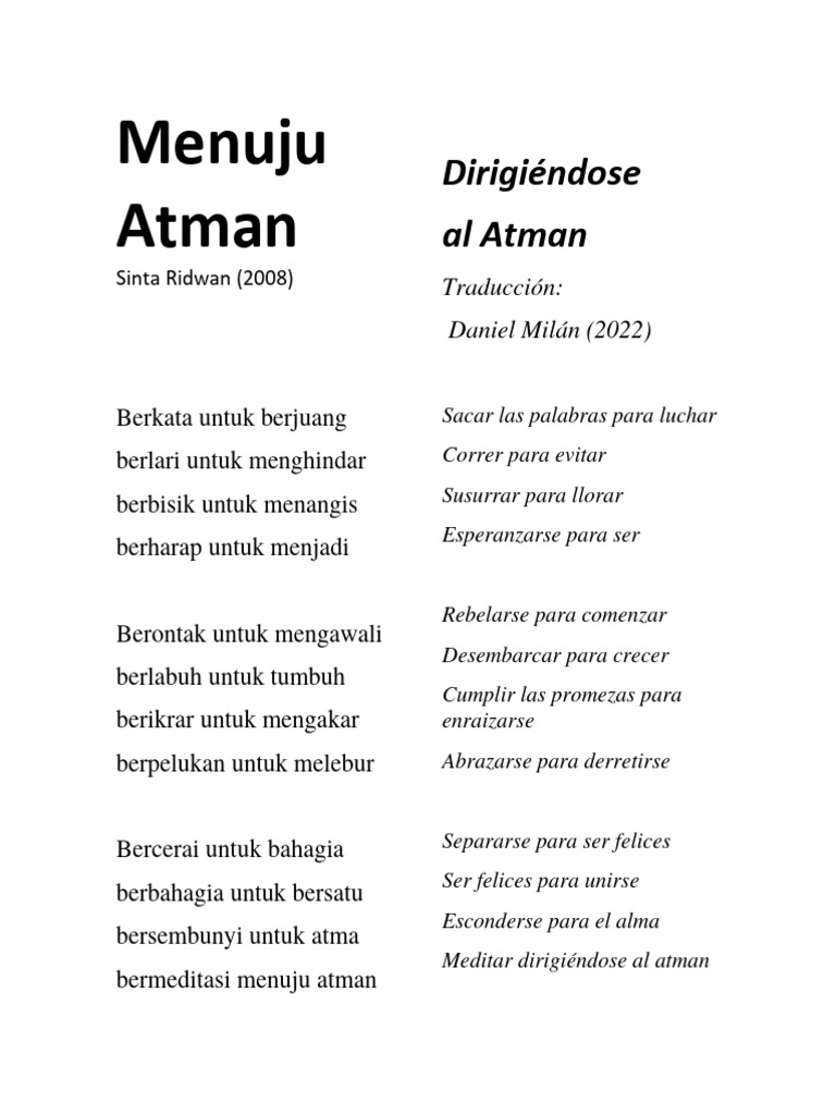 5 Menuju Atman Letra, Traducción y Partitura | PDF