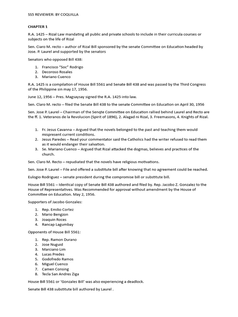 SS5 Reviewer | PDF | Philippines