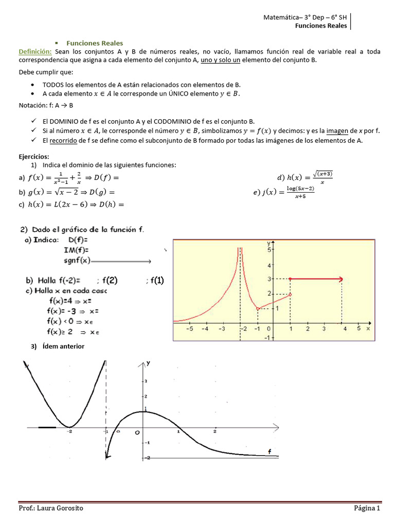 Práctico Funciones 6°SH | PDF | Función (Matemáticas) | Relaciones matematicas