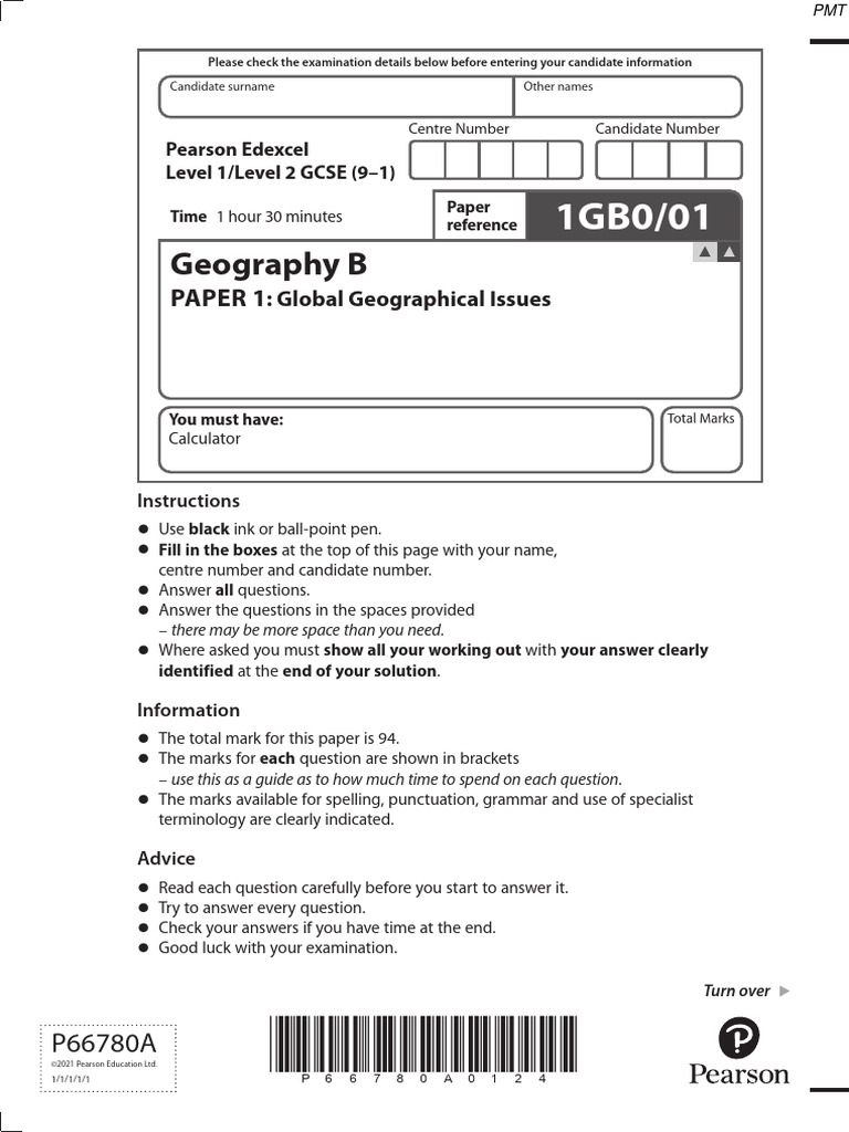 June 2021 QP - Paper 1 Edexcel (B) Geography GCSE | PDF | South America ...