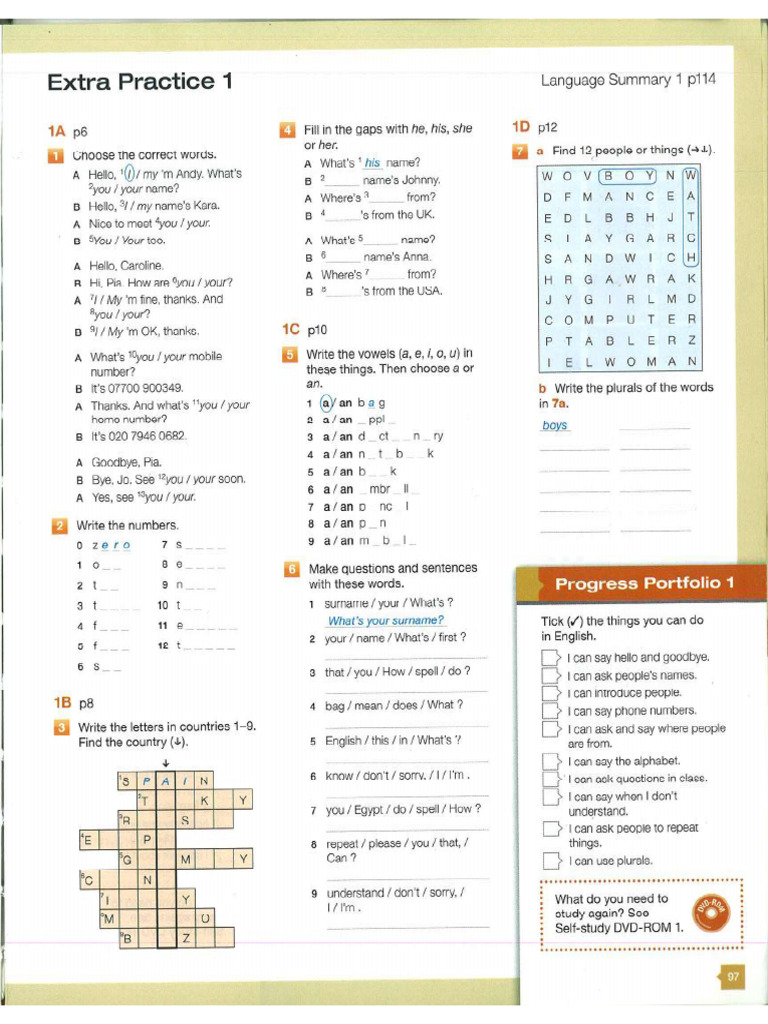 Extra Practice Capitol 1 A1 | PDF