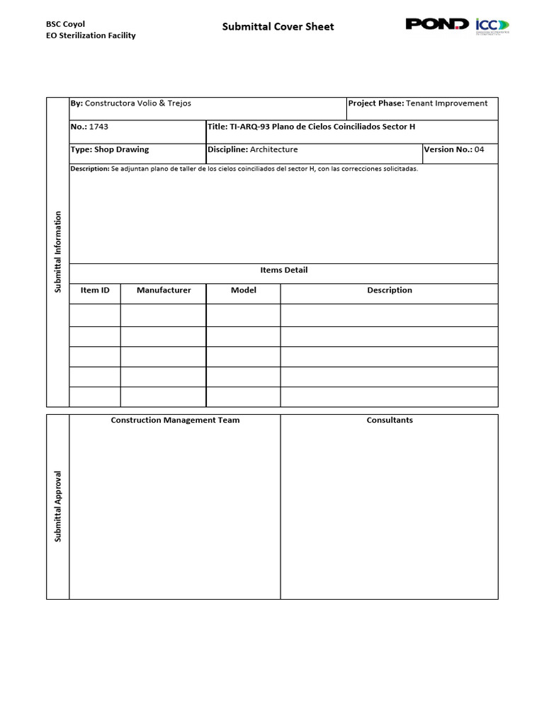 Submittal Cover Sheet | PDF