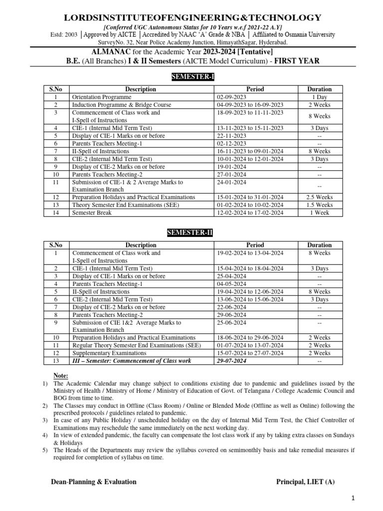 2023-24 I-Year OP Documents | Download Free PDF | Academic Term | Science