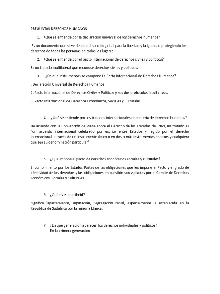 Preguntas Derechos Humanos | PDF