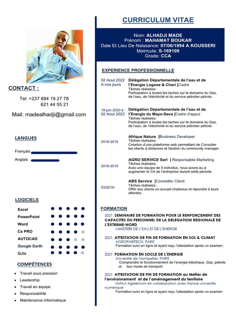 CV de Mahamat Boukar Alhadji | PDF | Affaires