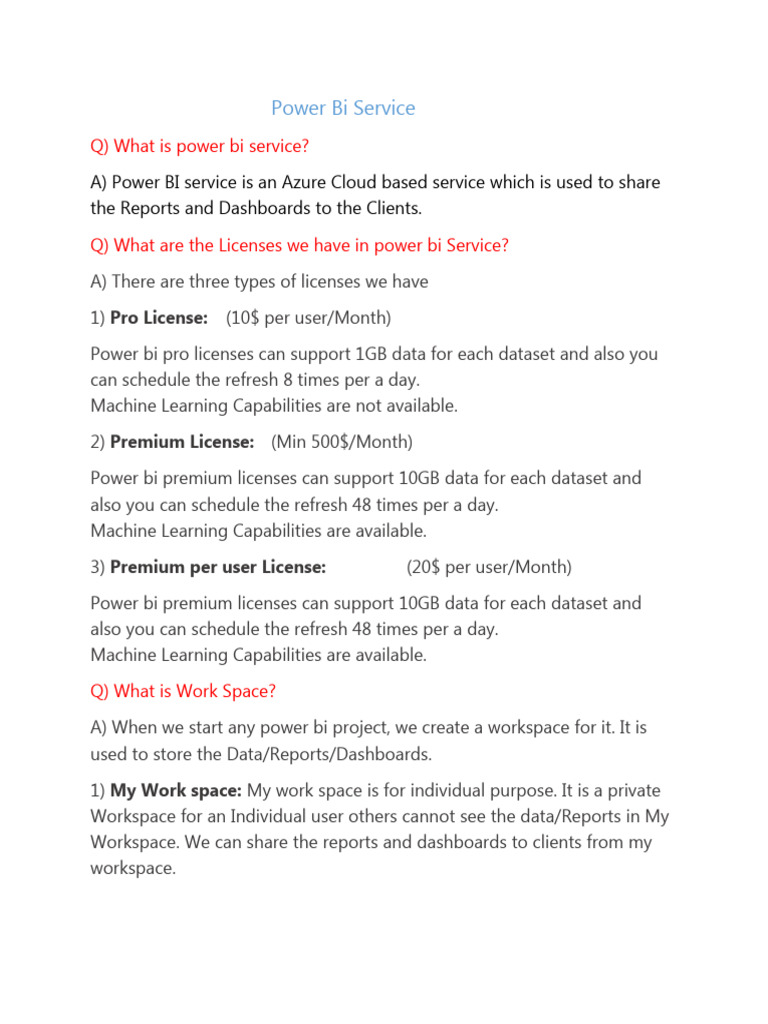 4.Power Bi Service Interview Q&A | PDF | Computer Science | Data Management