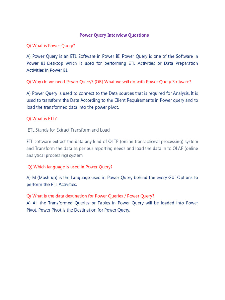 1.power Query Interview Q&A | PDF | Table (Database) | Data