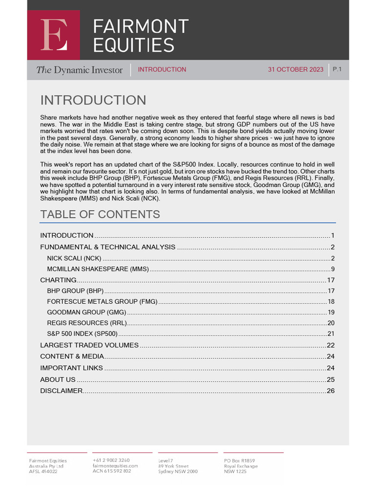 The Dynamic Investor - 31 October 2023 | PDF | Mergers And Acquisitions ...