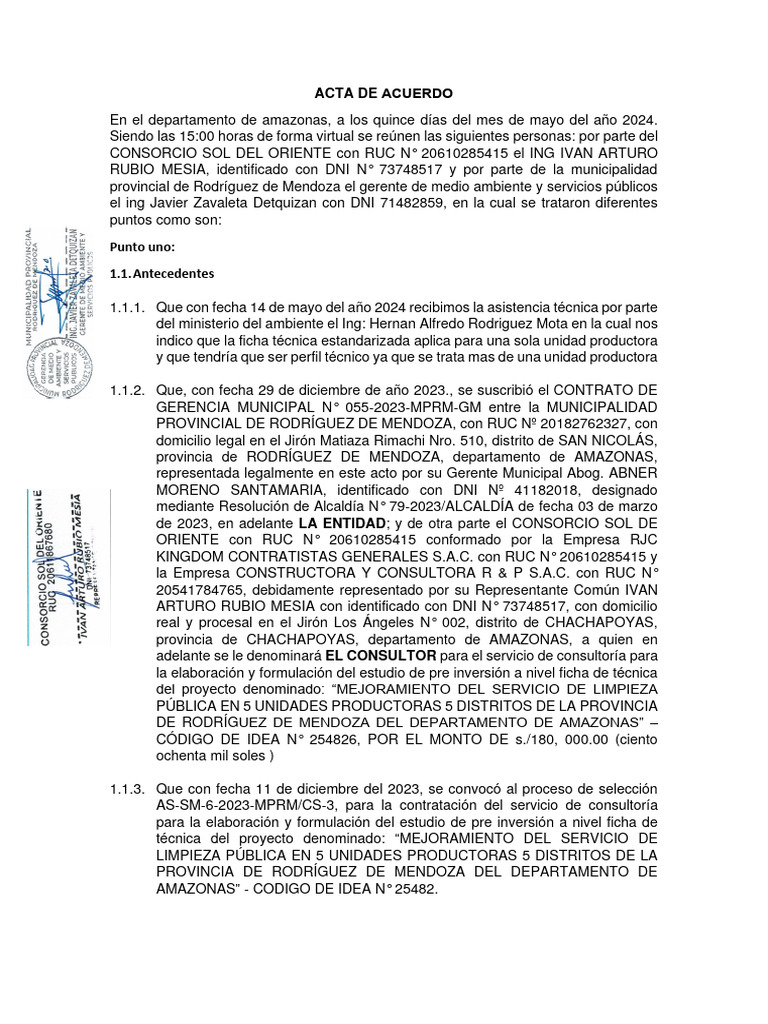 Modificación de Contrato de Consultoría | PDF