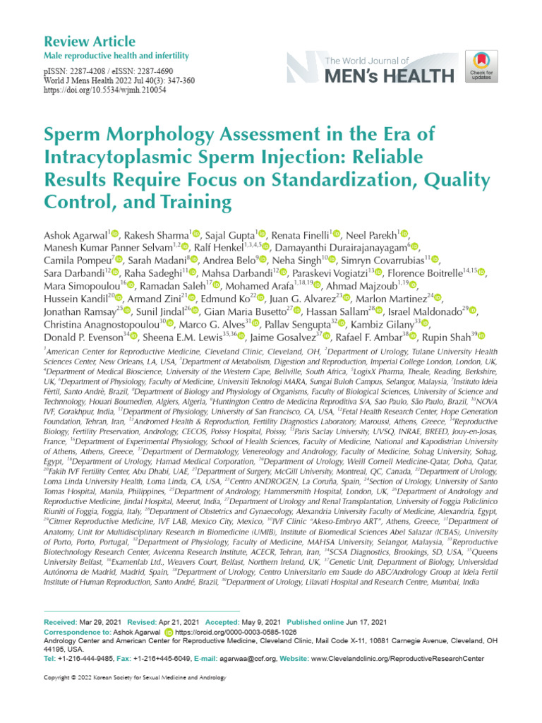 Sperm Morphology | PDF | Infertility | Human Reproduction