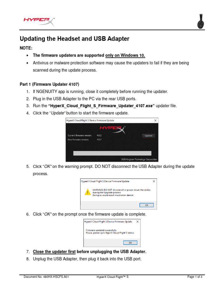 HyperX Cloud Flight S FW Update Instructions Rev 3102 4107 | PDF | Usb ...