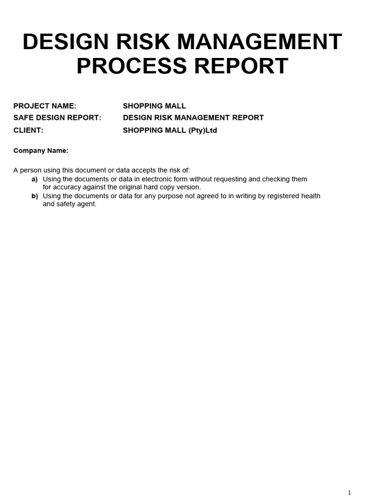 1 1 1 1 1 1 1 1 1 Design Risk Report Shopping Mall | PDF | Risk ...