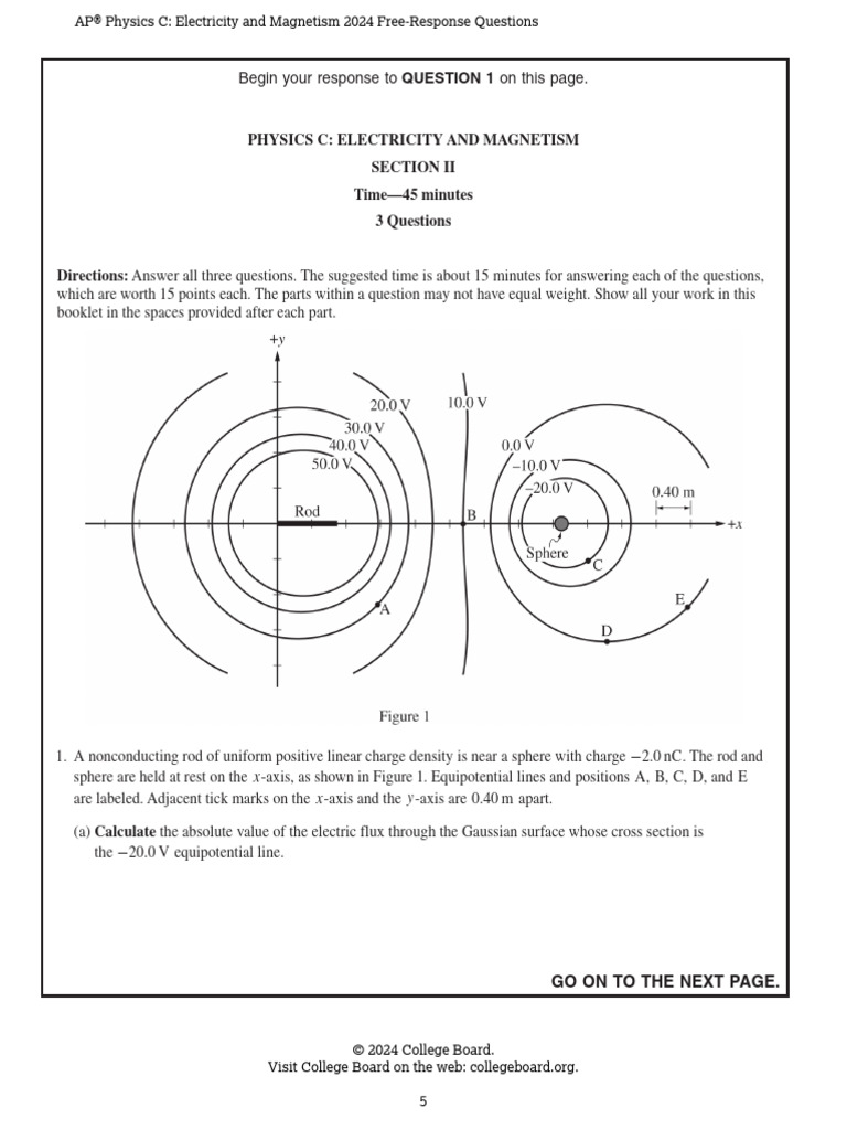 2024 AP Physics C - Electricity and Magnetism Free-Response Questions - Set 1 | PDF | Force ...