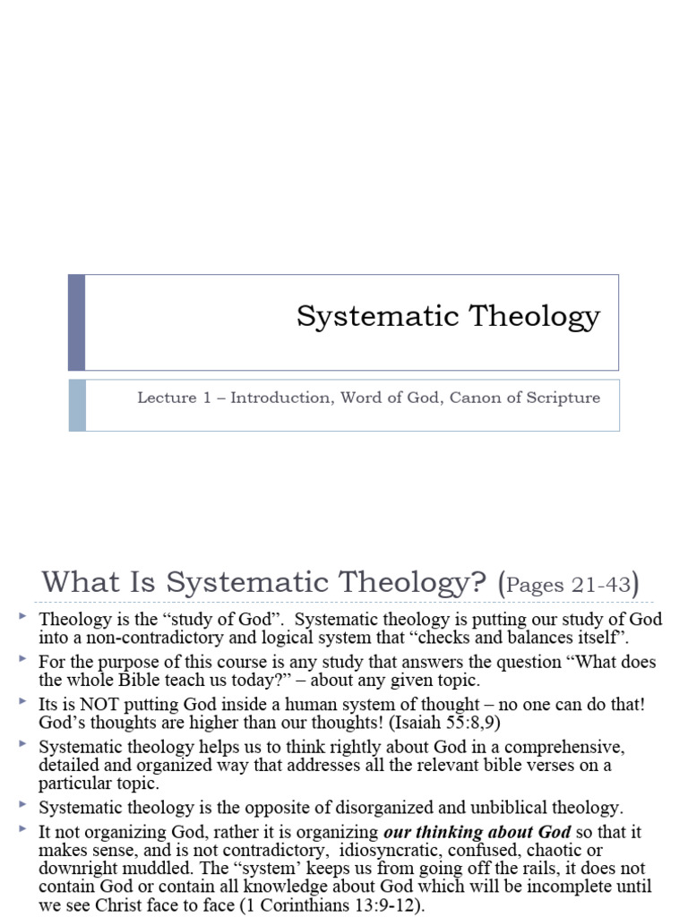 Introduction to Systematic Theology | PDF | Bible | Biblical Canon