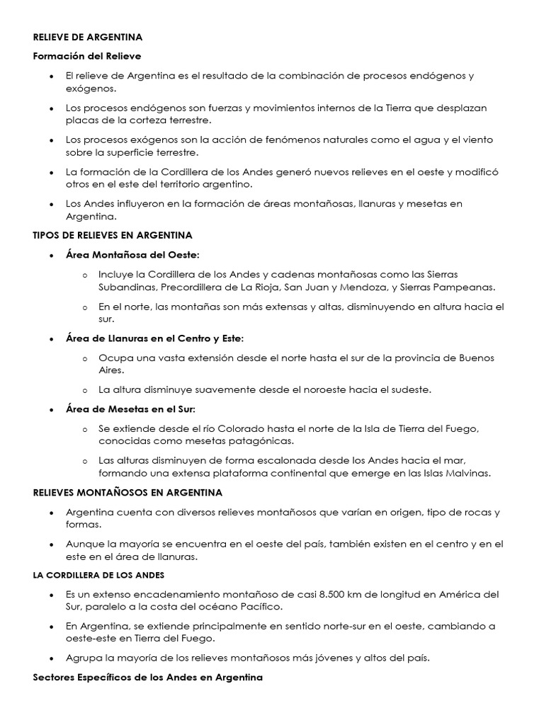 RELIEVE DE ARGENTINA | PDF | Clima | Andes
