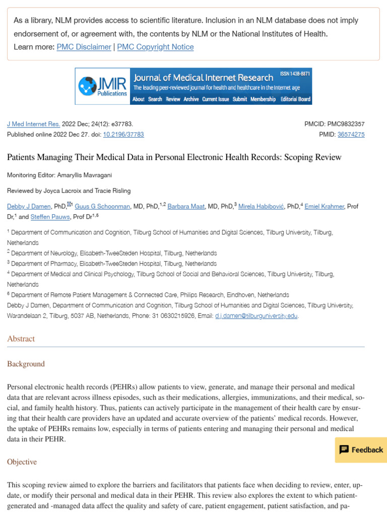 Patients Managing Their Medical Data in Personal Electronic Health ...