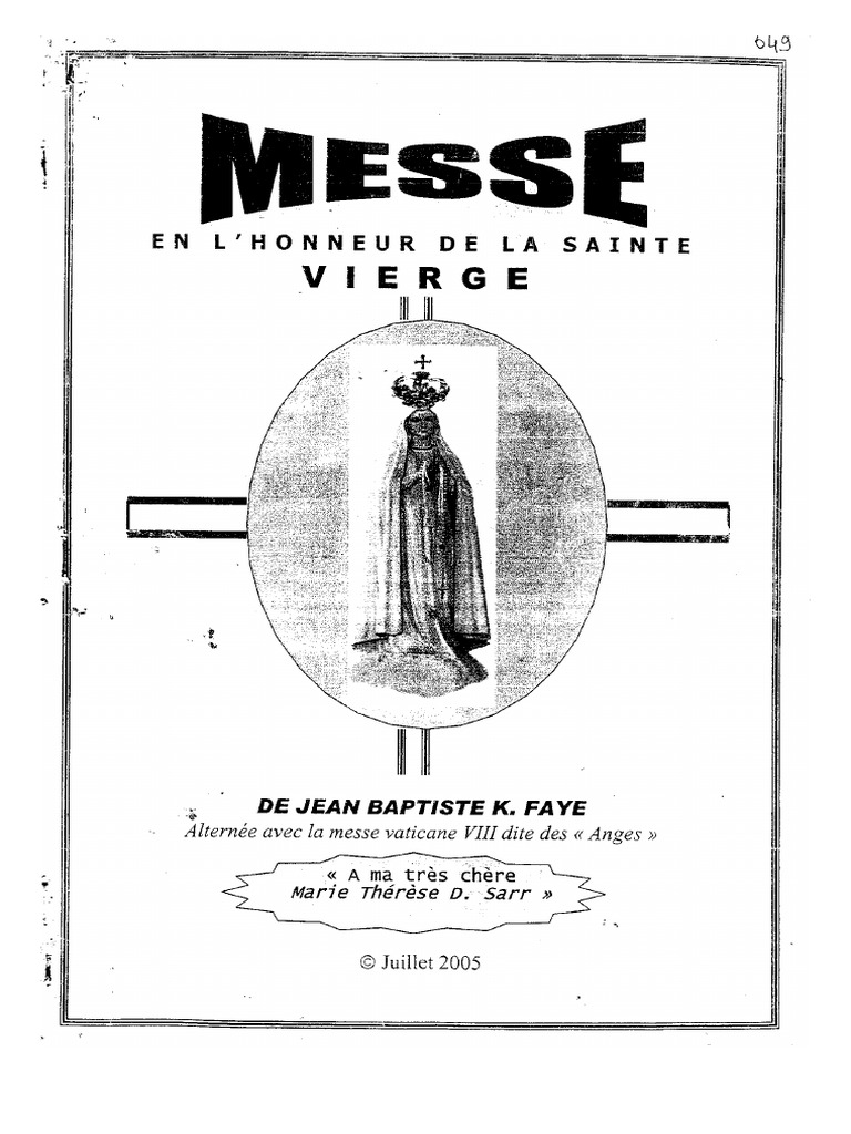 Messe Populaire en L'honneur de La SAINTE VIERGE JBKF | PDF