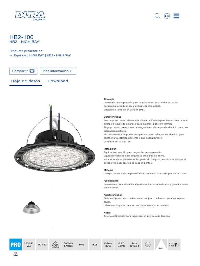 Es HB2-100 | PDF | Diodo emisor de luz | Electricidad