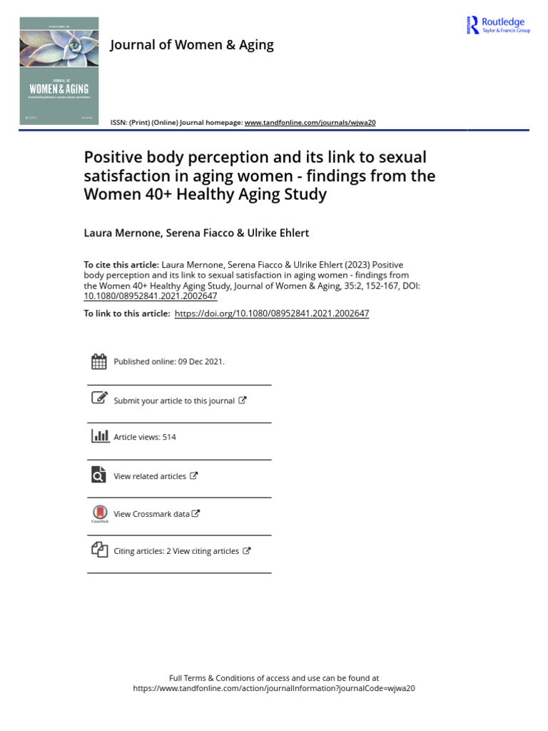 Positive Body Perception and Its Link To Sexual Satisfaction in Aging Women - Findings From The ...