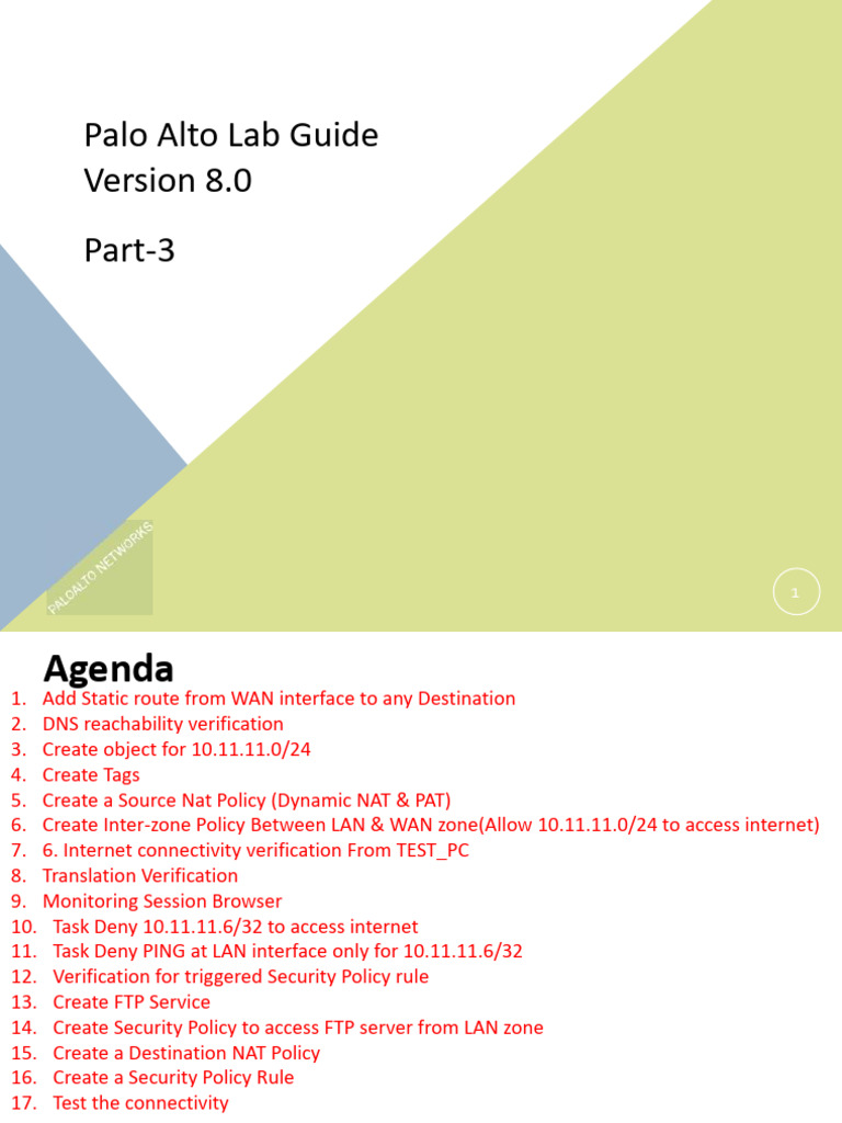 PaloAlto_Lab_Part 3 Basics | Download Free PDF | Ip Address | Communications Protocols