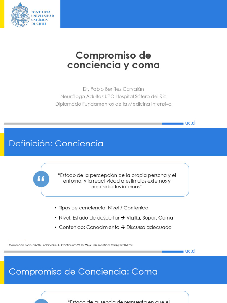 Compromiso De Conciencia Y Coma Pdf Coma Epilepsia