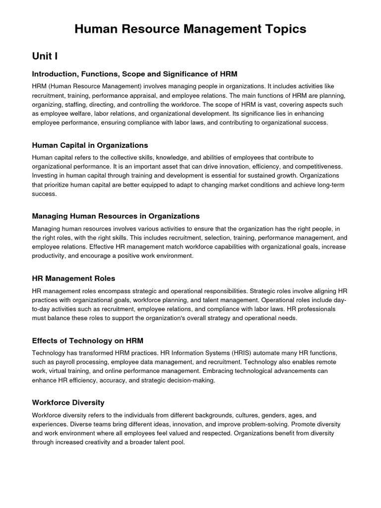 MBA Human Resource Management Topics Monday June10 2024 | PDF | Human ...
