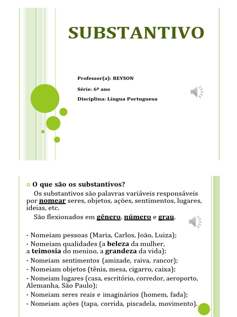 SUBSTANTIVO | PDF | Substantivo | Plural