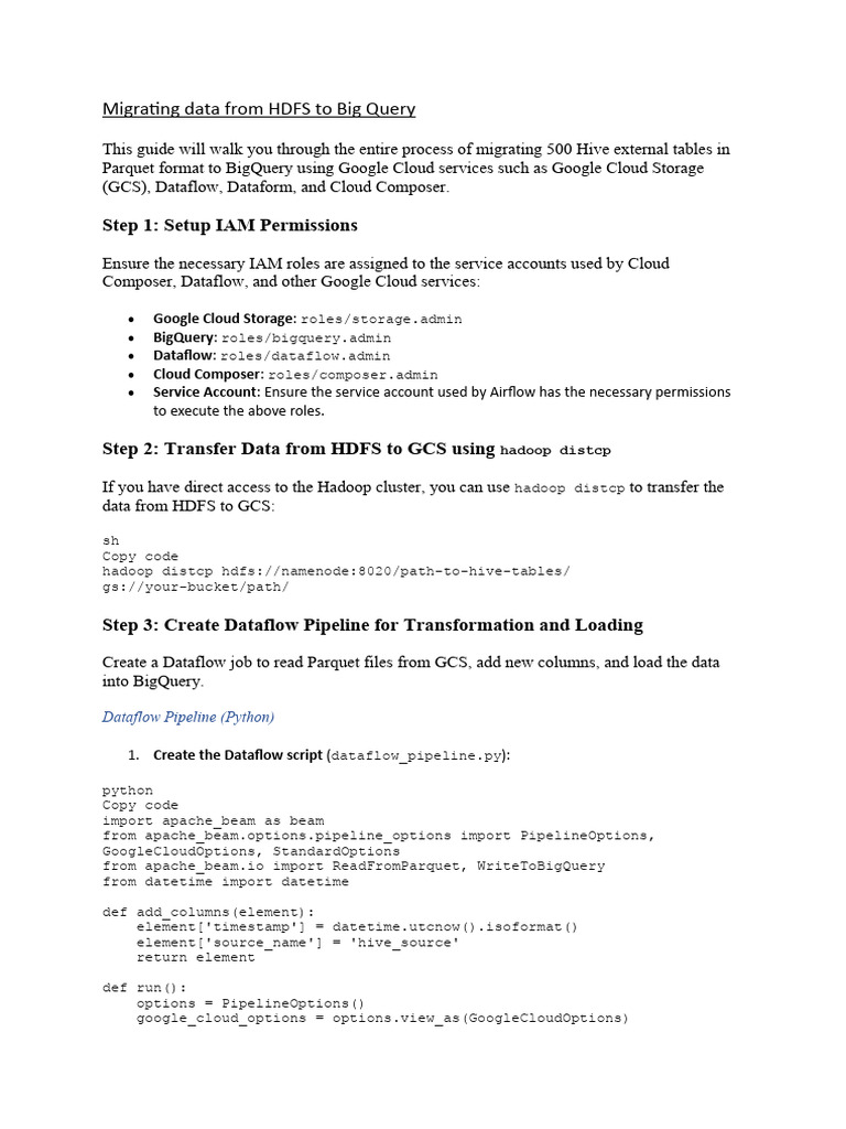 Migrating Data From Hdfs To Big Query Pdf Apache Hadoop Computer Engineering