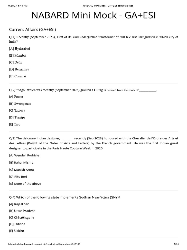 27 September - Mini Mock GA + ESI | PDF | Business | Computers