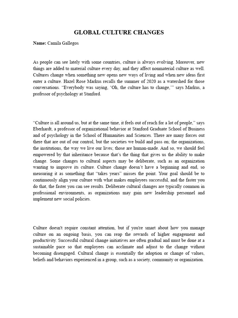 Global Culture Changes | PDF