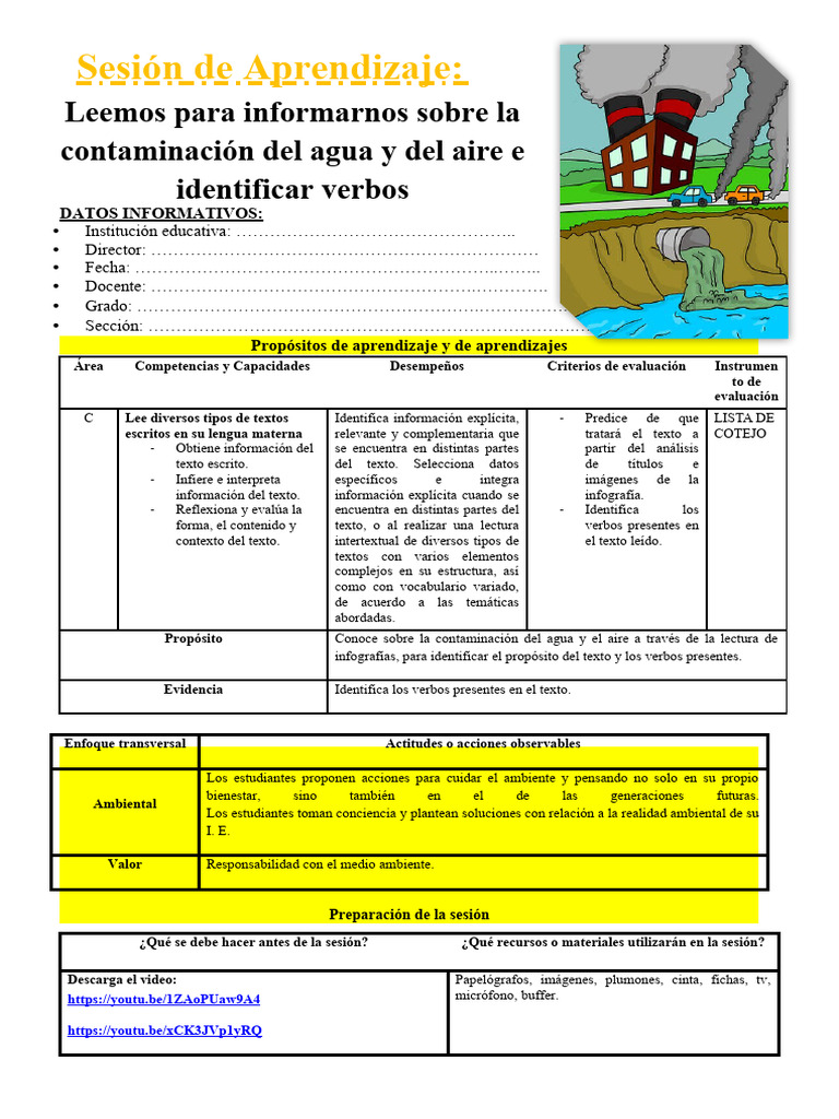 6º GRADO DIA 1 COM. LEEMOS PARA INFORMARNOS SOBRE LA CONTAMINACIÓN DEL AGUA Y DEL AIRE E ...