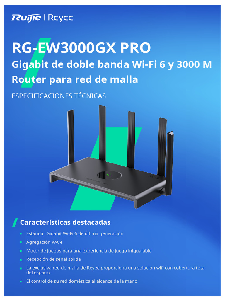 RG-EW3000GX PRO Gigabit de Doble Banda Wi-Fi 6 y 3000 M Router para Red ...