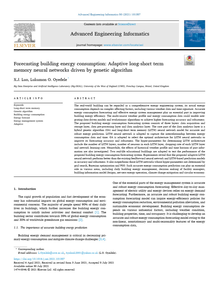 Forecasting building energy consumption: Adaptive long-short term ... Forecasting building energy consumption: Adaptive long-short term ...