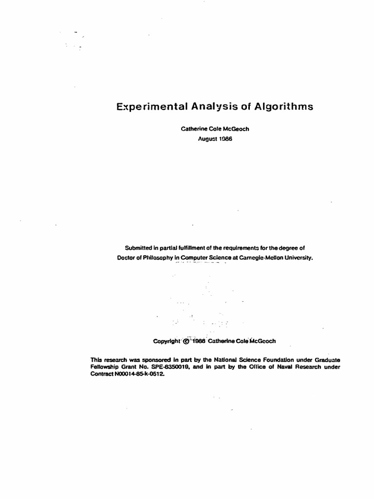(Research Paper. Carnegie-Mellon University. Computer Science Department) Catherine Cole McGeoch ...
