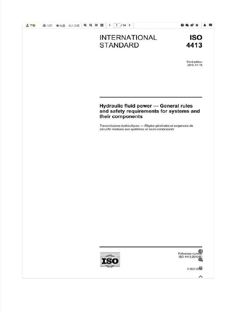 ISO 4413 Estandar en Sistemas Hidráulicos de Potencia | PDF