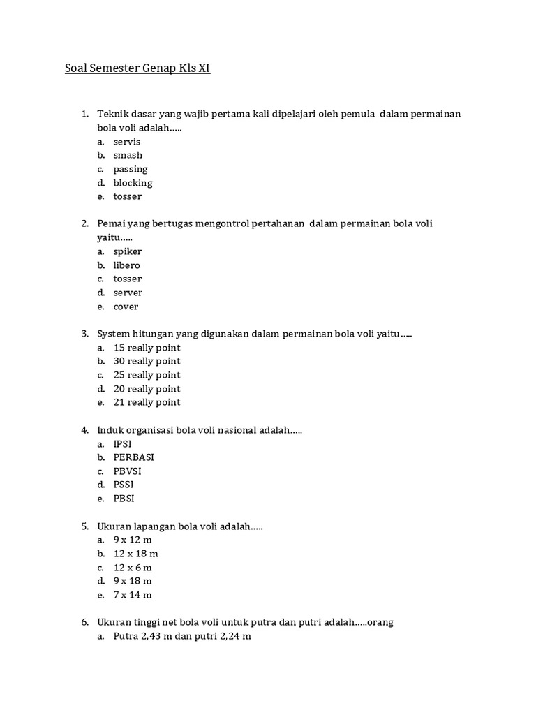 Soal Pjok KLS Xi Kirim | PDF | Olahraga & Rekreasi | Game & Aktivitas