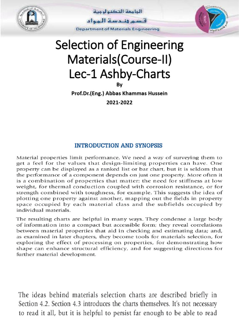 Engineering Materials: Ashby Charts Guide | PDF