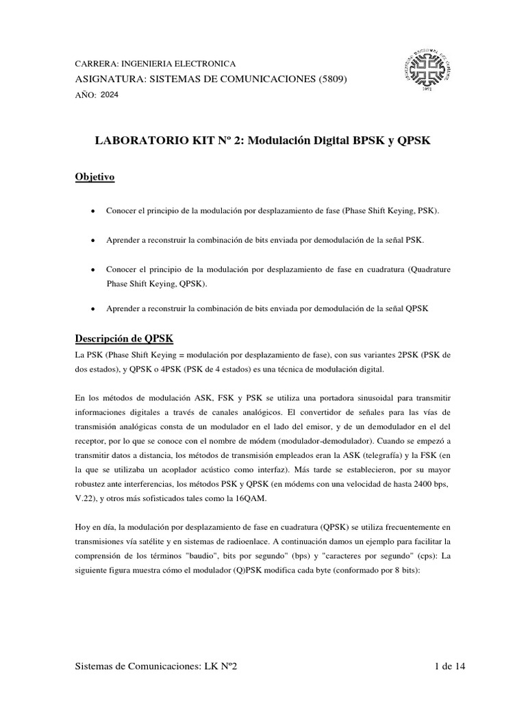 Lab. Kit - PSK - QPSK - 2024 | PDF | Modulación | Módem