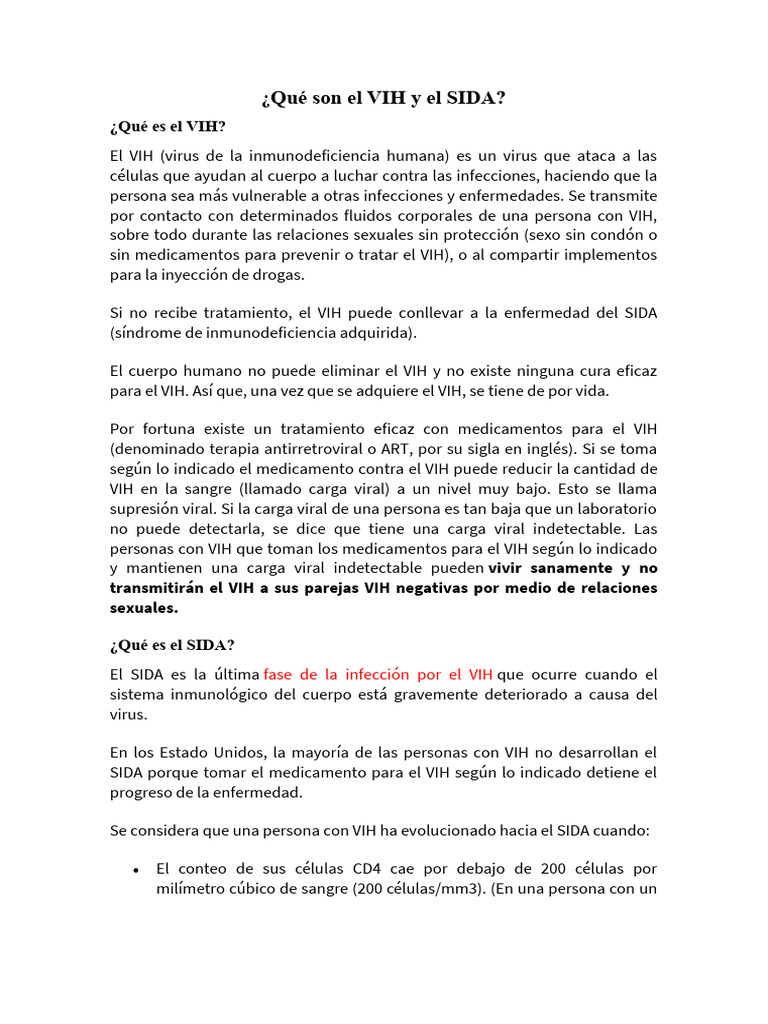 Qué son el VIH y el SIDA | PDF | VIH / SIDA | VIH