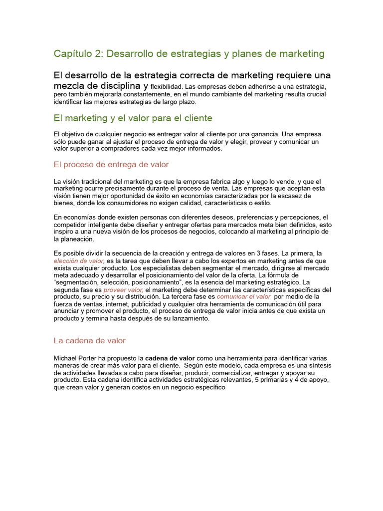 Capitulo 2 Merca Resumen Direccion de Marketing | PDF | Marketing | Business