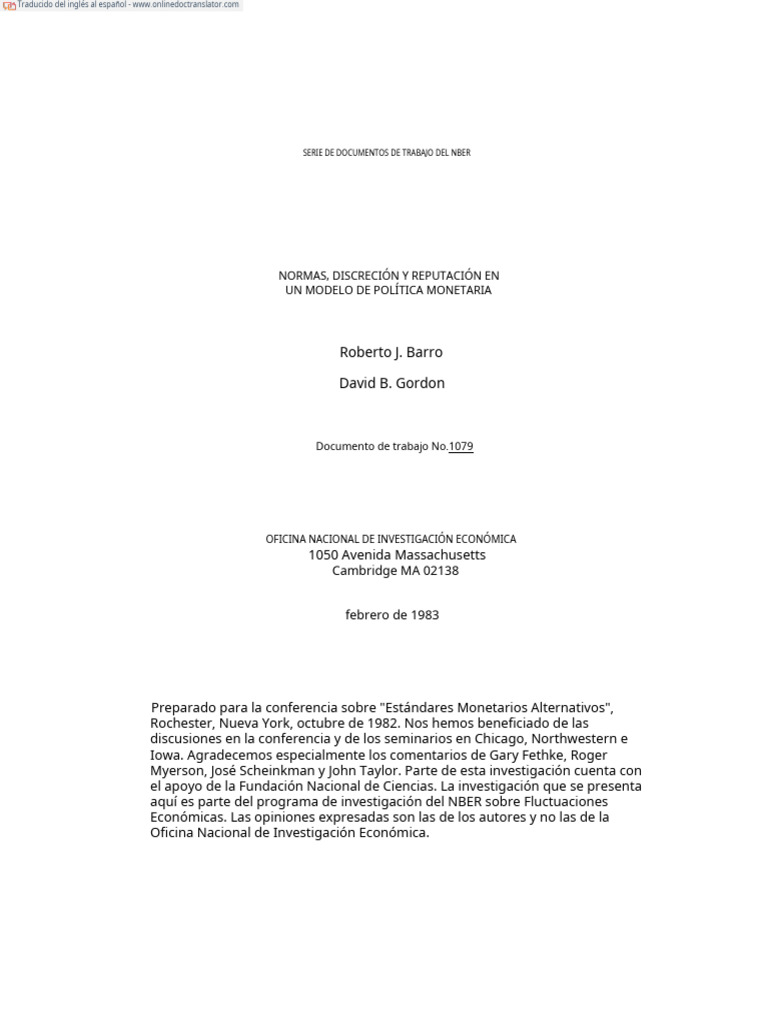 15 Barro y Gordon 83 Ok - En.es | PDF | Inflación | Deuda gubernamental