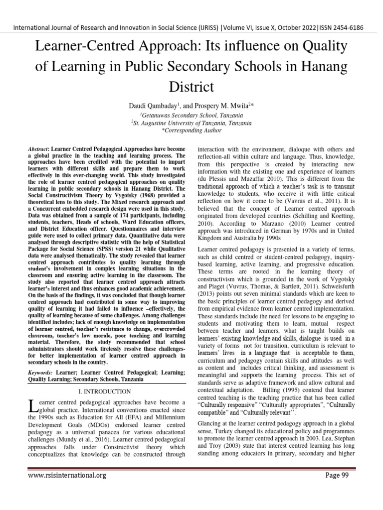 Daudi and Prospery | PDF | Pedagogy | Learning